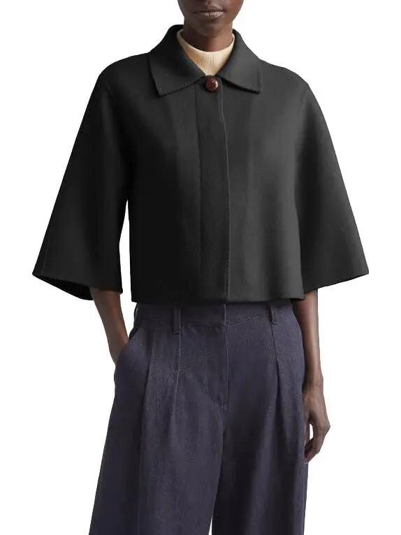 Lafayette 148 New York Double Face Wool & Cashmere Crop Jacket - Black