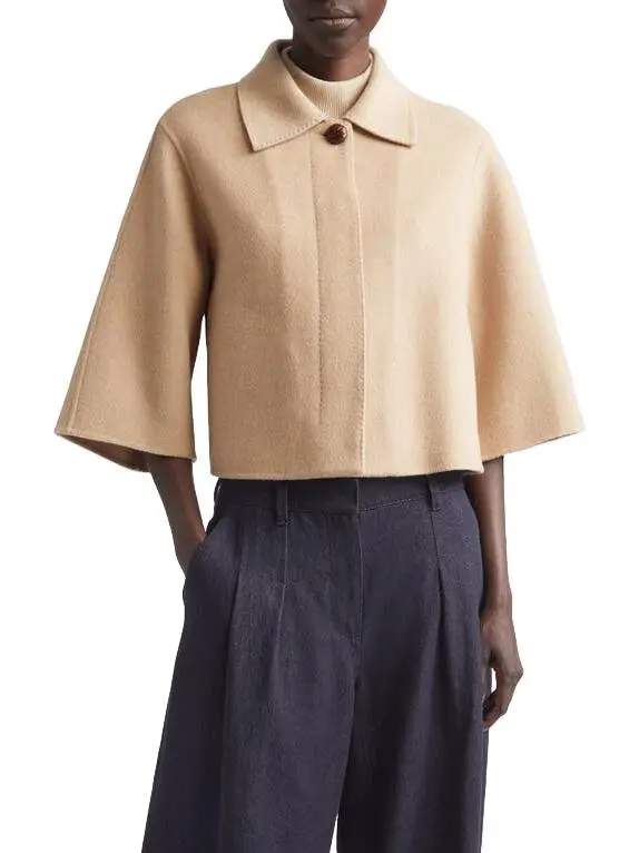 Lafayette 148 New York Double Face Wool & Cashmere Crop Jacket - Natural