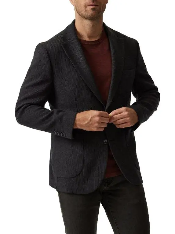 34 Heritage Matteo Slim Fit Rib Knit Blazer - Dark Grey
