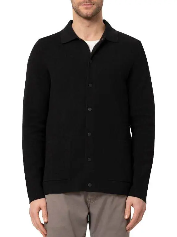 34 Heritage Cotton Blend Snap Front Cardigan - Black