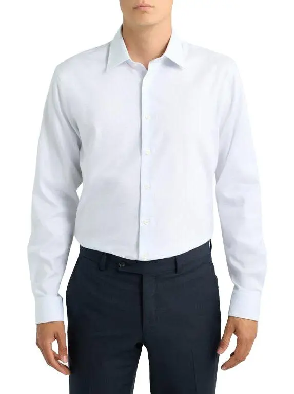 Nordstrom Trim Fit Check Premium Non-iron Cotton Dress Shirt - White Harrison Check