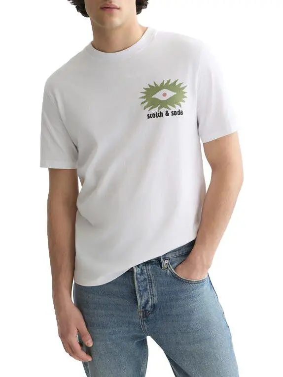 Scotch & Soda Relaxed Fit Cotton Graphic T-shirt - Bright White