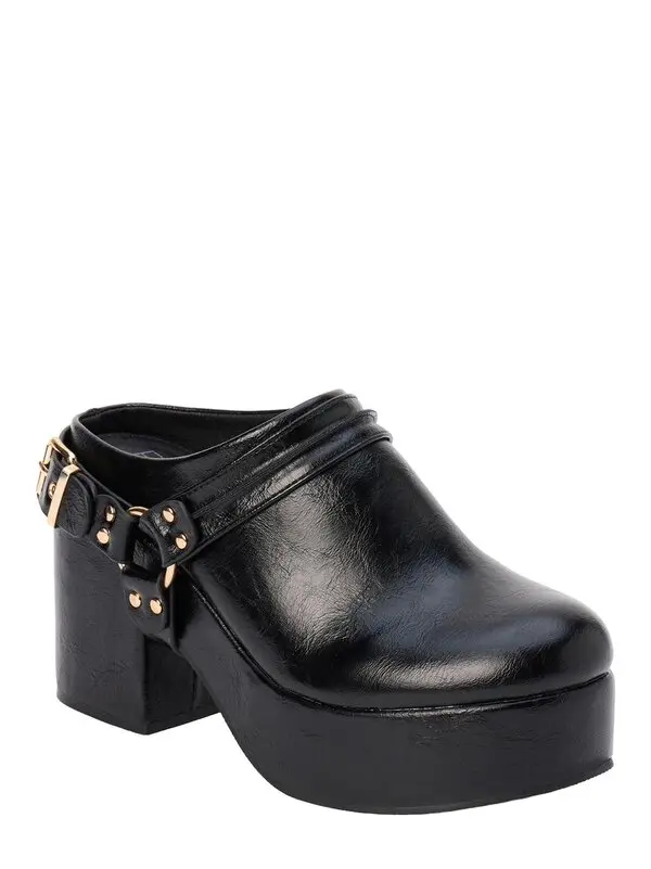Matisse Sawyer Block Heel Platform Clogs With Harness Detail - Black