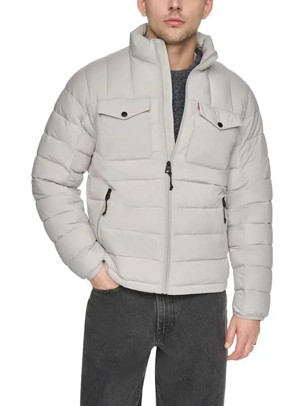 LEVI'S Quilted Stand Collar Puffer Jacket - Cream