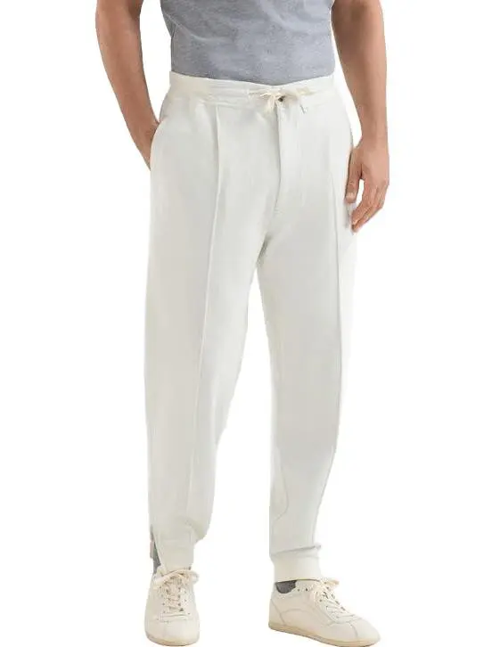 Brunello Cucinelli Cashmere And Cotton French Terry Double Cloth Trousers With Crête Detail And Elasticated Zipper Cuffs - Off-white