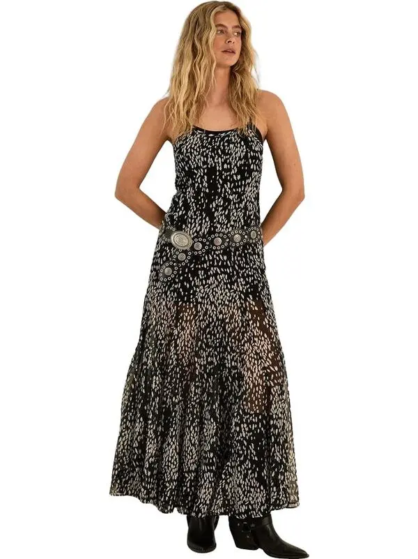 Nasty Gal Strappy Maxi Dress With Godet Hem And Spot Print - Black