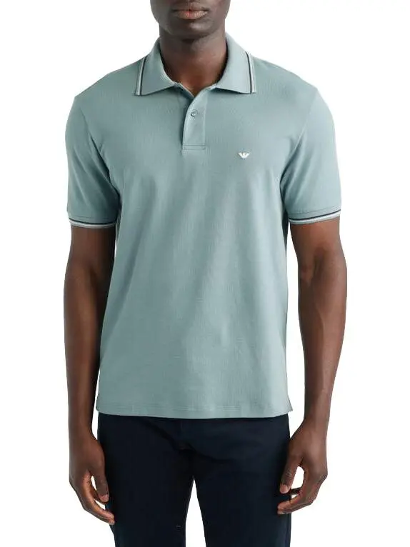Emporio Armani Tipped Cotton Polo Shirt - Teal