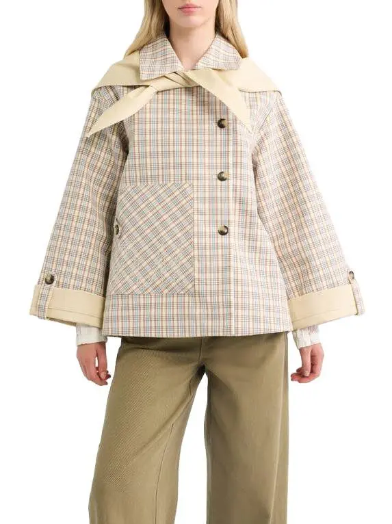 DAMSON MADDER Jerry Reversible Crop Trench Coat - Stone