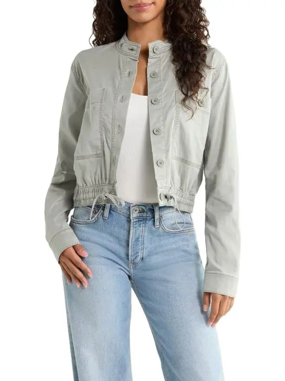 Splendid Spencer Tie Hem Cotton Blend Jacket - Eucalyptus