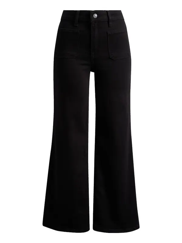 Good American Petite High Waist Patch Pocket Palazzo Jeans - Black001