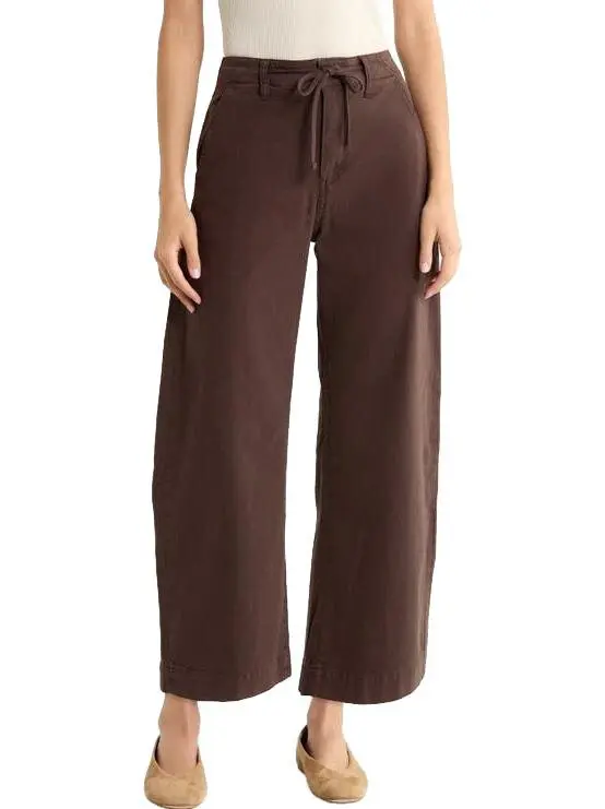 Paige Arellia Drawstring High Waist Ankle Barrel Pants - Rich Chocolate