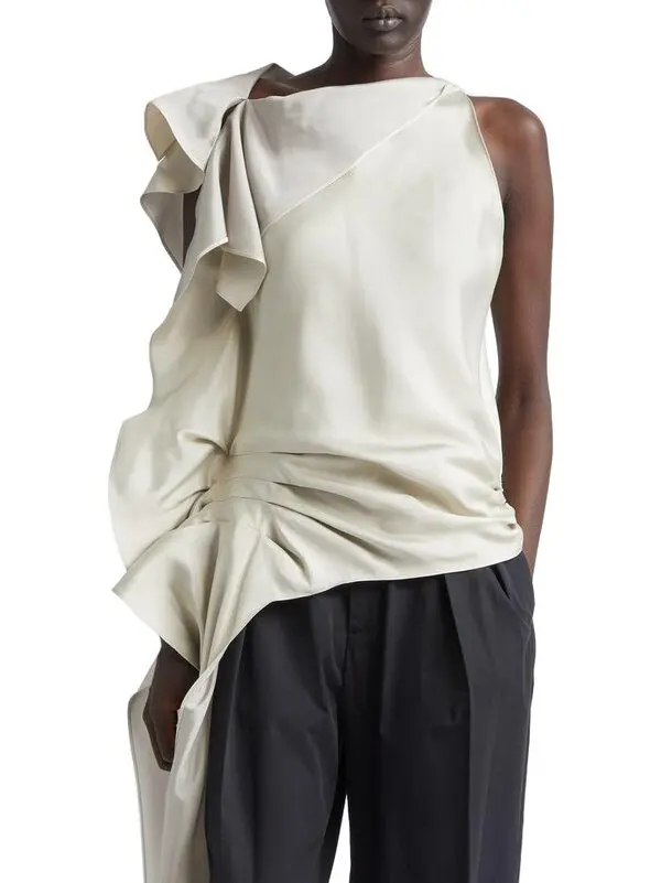 KALLMEYER Elif Two-tone Viscose And Silk Top - Antique