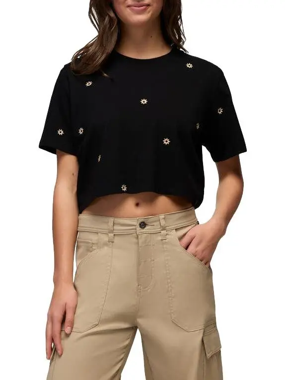 Prana Embroidered Cropped Top - Black