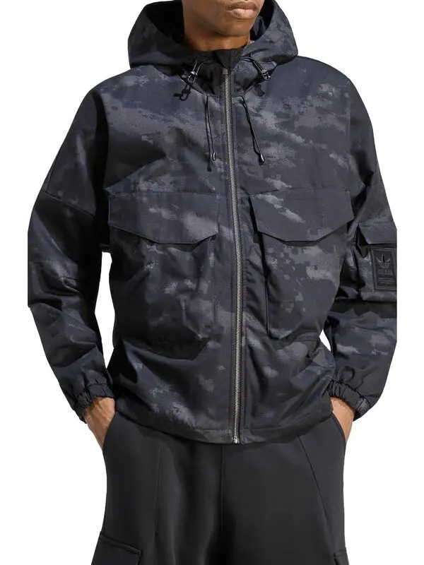 Adidas Camouflage Hooded Windbreaker Jacket - Black