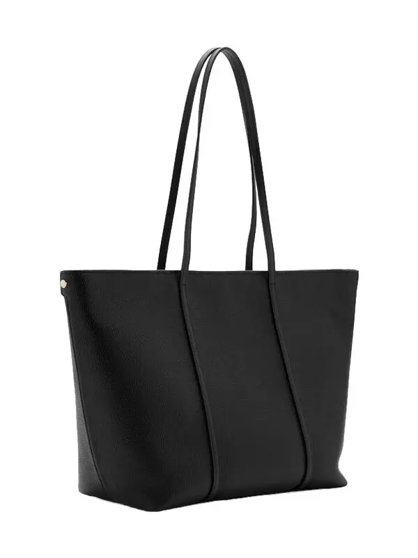 Mango Textured Faux Leather Shopper Bag - Black