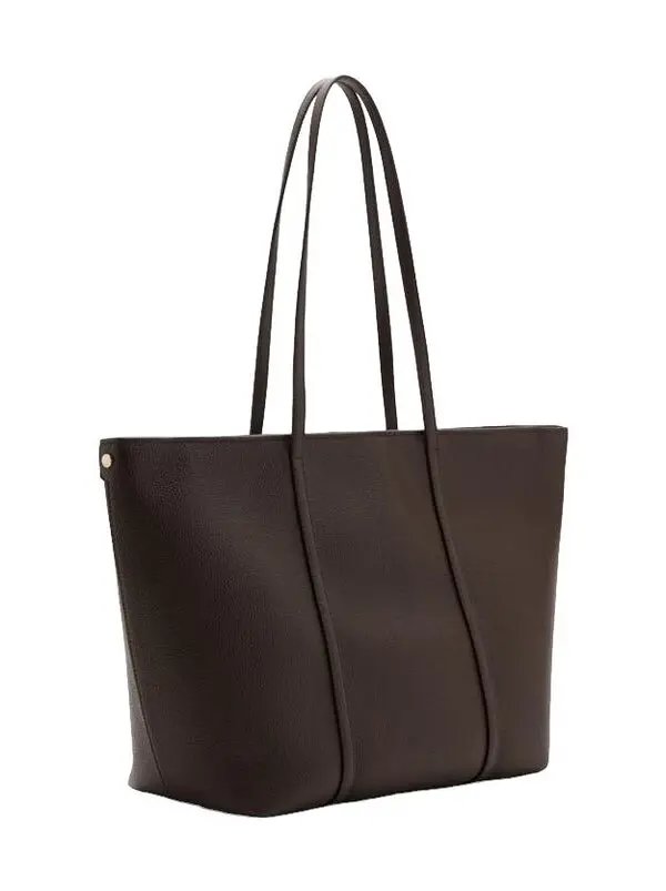Mango Textured Faux Leather Shopper Bag - Chocolate