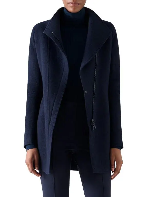 Akris Asymmetric Wool Zip-up Jacket - Navy