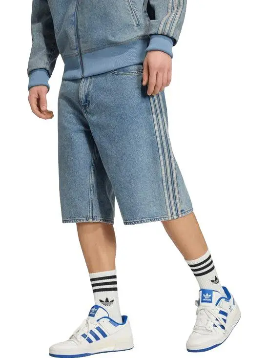 Adidas Firebird Denim Shorts - Worn Blue Denim