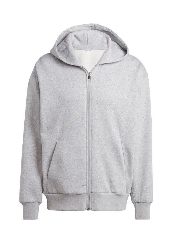 Adidas Fleece Full Zip Hoodie - Medium Grey Heather