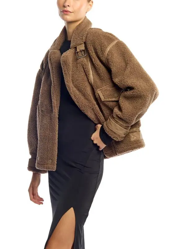 LBLC THE LABEL Sedona Faux Shearling Jacket - Mocha