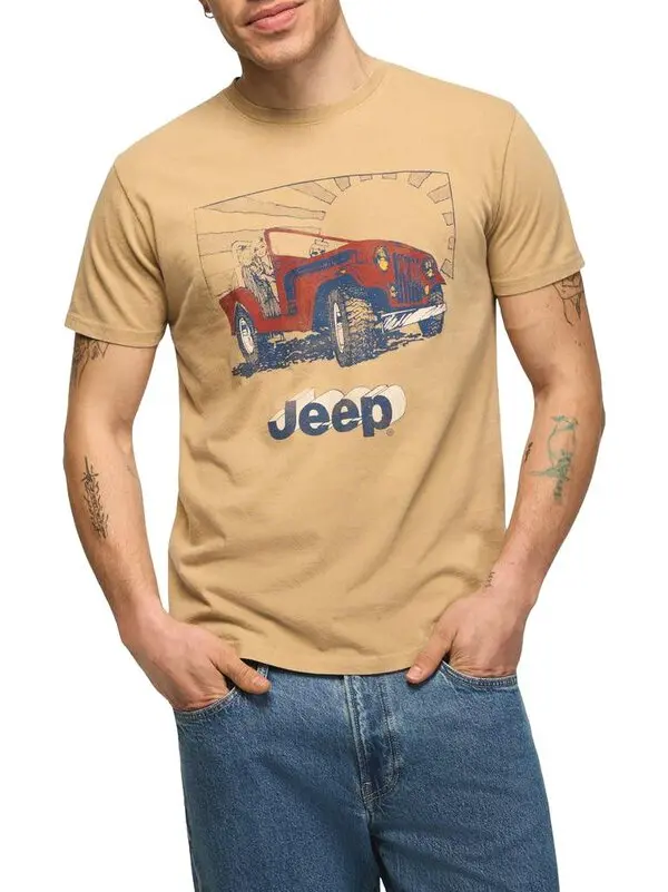 Lucky Brand Jeep Drawing Cotton Graphic T-shirt - Incense