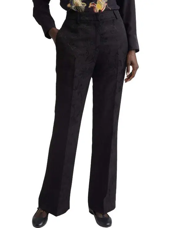 Etro Floral Jacquard Bootcut Trousers - Black
