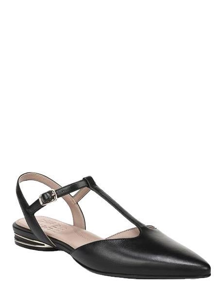 Naturalizer Harlie Flat T-strap Shoe - Black Leather