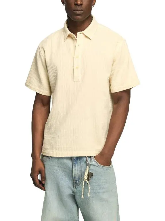 Lucky Brand Short Sleeve Popover Shirt - Angora