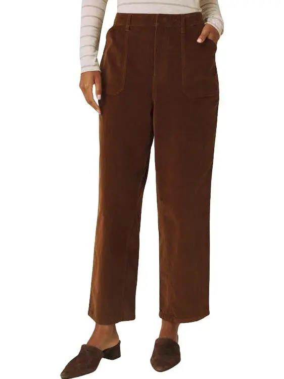 Splendid Marissa Stretch Cotton Corduroy Pants - Dark Saddle Brown