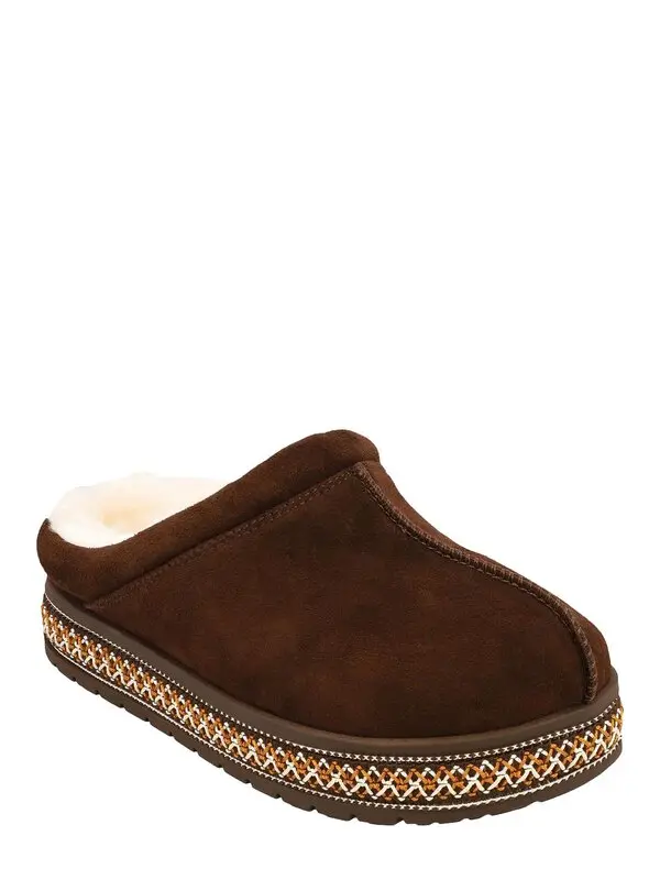 Mia Faux Shearling Clog - Chocolate