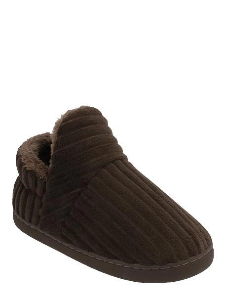 Mia Quilted Plush Bootie Slipper With Faux Fur Lining - Chocolate