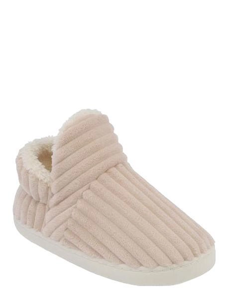 Mia Quilted Plush Bootie Slipper With Faux Fur Lining - Sand