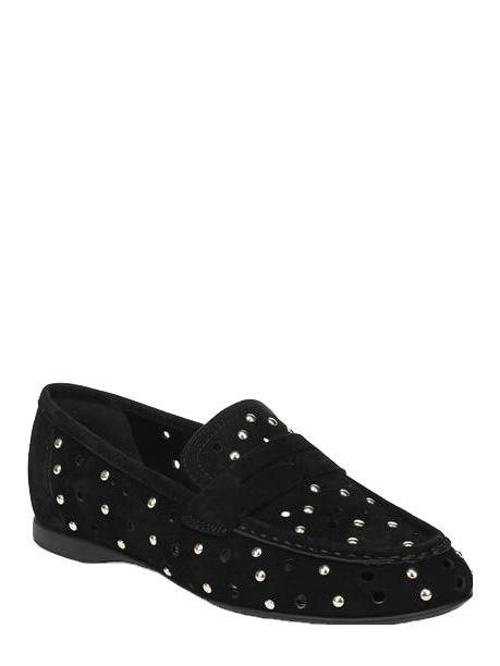 Naturalizer Bloom Stud Penny Loafer - Black Suede