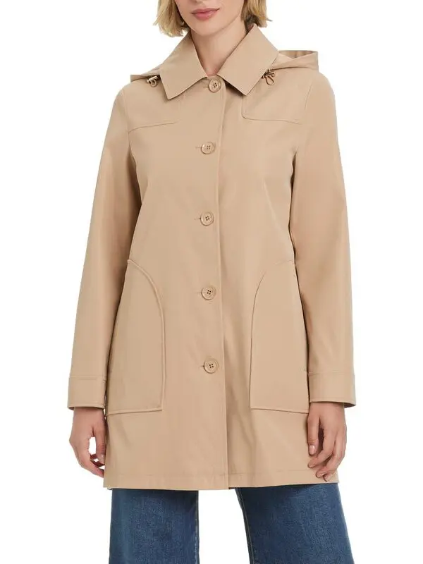 Kate Spade New York Water Resistant Coat With Removable Hood - Light Camel