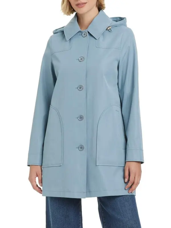 Kate Spade New York Water Resistant Coat With Removable Hood - Swordfish