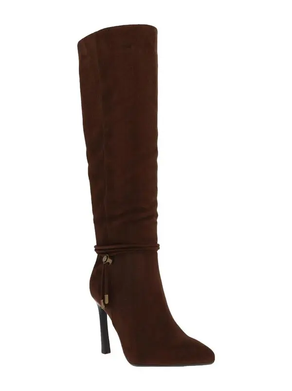 Mia Niko Pointed Toe Knee High Stiletto Boots - Chocolate