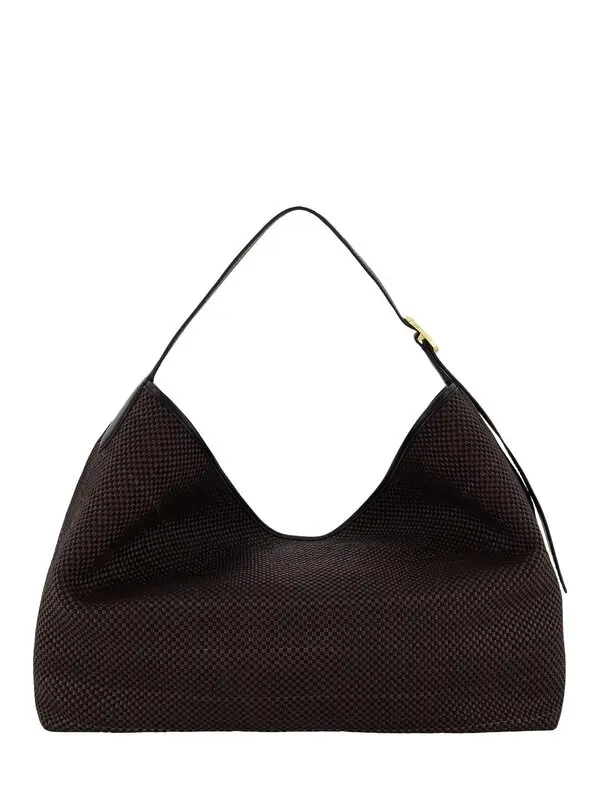 Vince Vivian Small Woven Leather Hobo Bag - Cacao/black