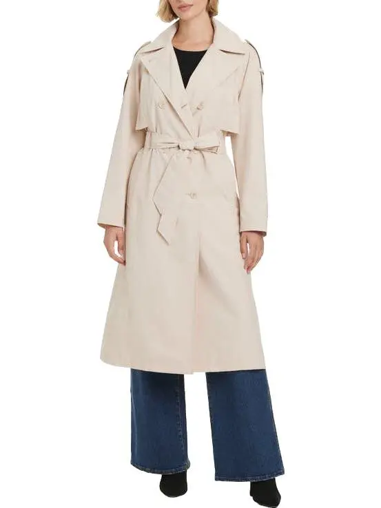 Kate Spade New York Water Resistant Double Breasted Trench Coat - Champagne