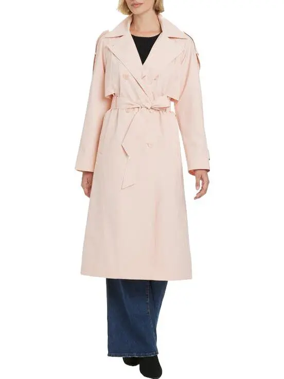 Kate Spade New York Water Resistant Double Breasted Trench Coat - Peach Tea