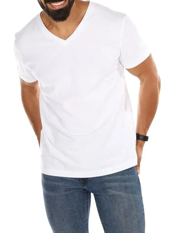 MEMOI 2-pack Cool Stretch Cotton V-neck Undershirts - White