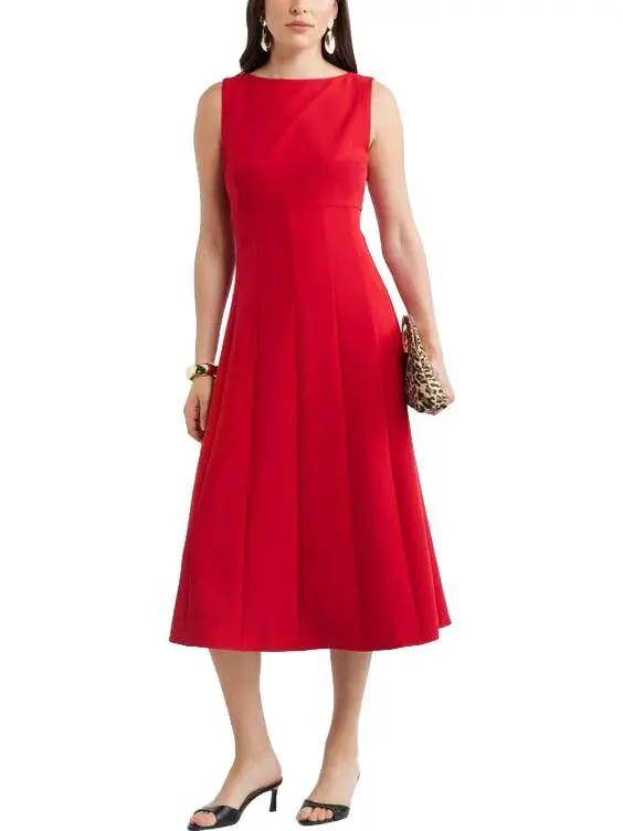 Chelsea28 Bateau Neck Sleeveless Midi Dress - Red Emboldened