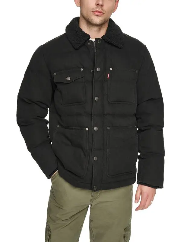 LEVI'S Quilted Chore Jacket With Shearling Collar - Black