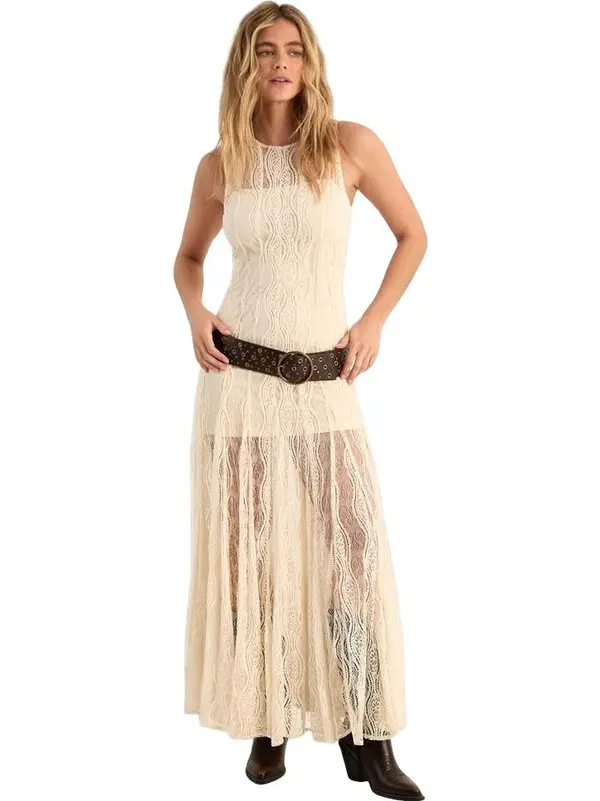 Nasty Gal Vintage Lace Maxi Dress - Cream