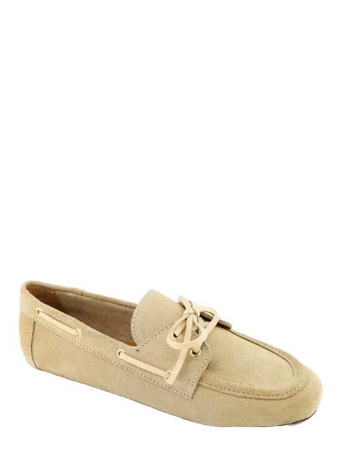 MARC JOSEPH NEW YORK Grove Street Slip-on Leather Loafer With Tie Bow - Beige Suede