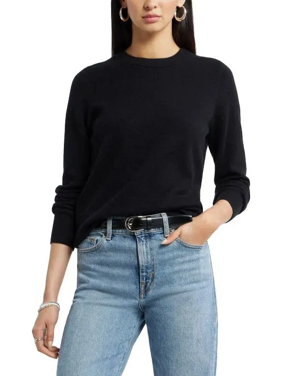 Nordstrom Crewneck Cashmere Sweater - Black Rock