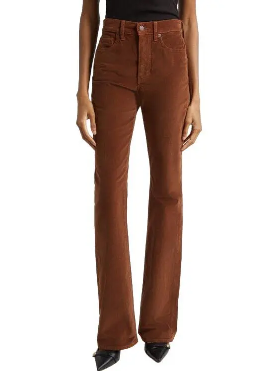 Veronica Beard Beverly Skinny Flare Corduroy Pants - Deep Ochre