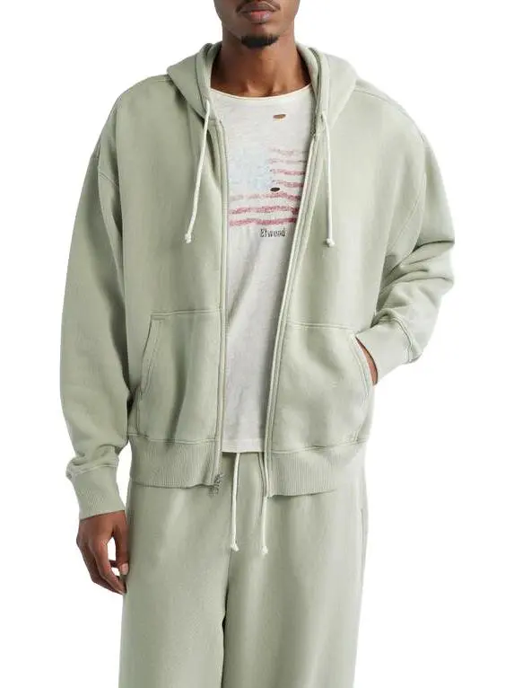 ELWOOD Organic Cotton Full Zip Hoodie - Sage