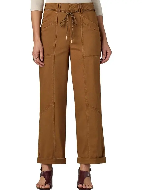 Wit & Wisdom Ultra Skyrise High Waist Relaxed Stretch Cotton Pants - Umber