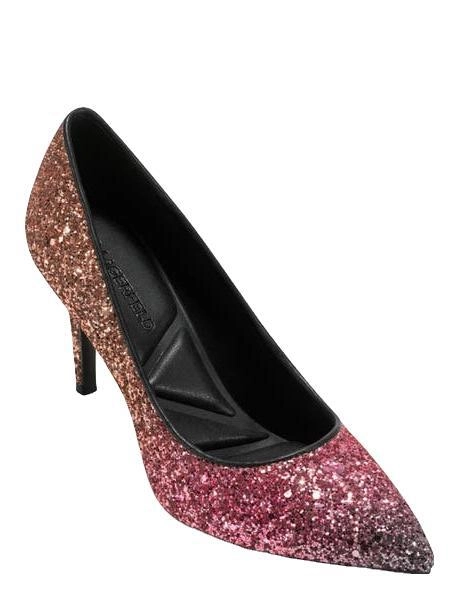 Karl Lagerfeld Paris Royale Ombré Glitter Pointed Toe Pumps - Wine Multi