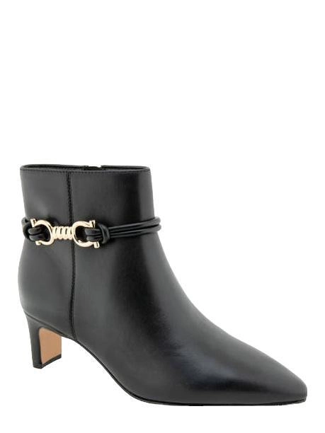 Andre Assous Wrenna Pointed Toe Bootie With Buckled Detail - Black Leather